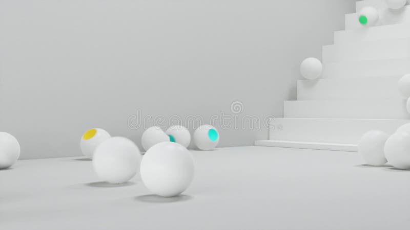 3d Composition with White Spheres Rotating Around a Rhombus and Multi ...