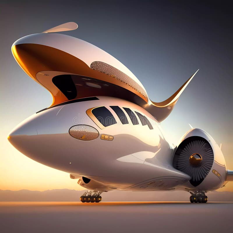 Beautiful 3d Futuristic Airplane Concept Background Stock Illustration ...
