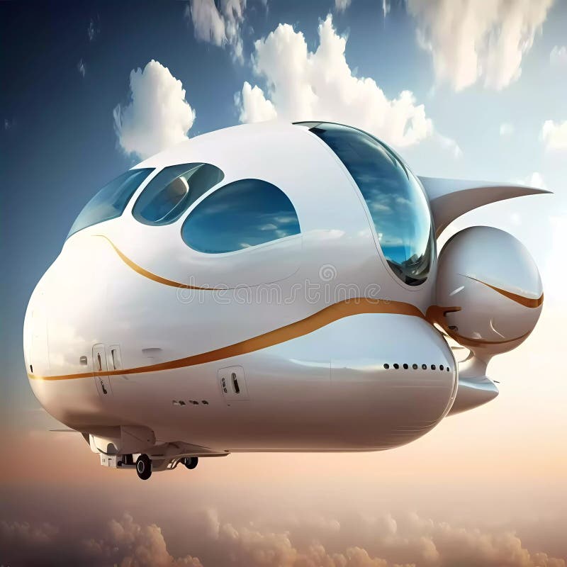 Beautiful 3d Futuristic Airplane Concept Background Stock Illustration ...