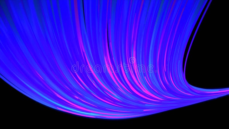 Beautiful 3D Light Effects, Many Bended Blue and Pink Rays on Black ...