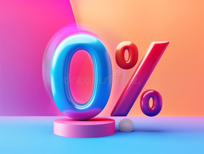 Beautiful 3D Number 0 on a Gradient Background Stock Illustration ...