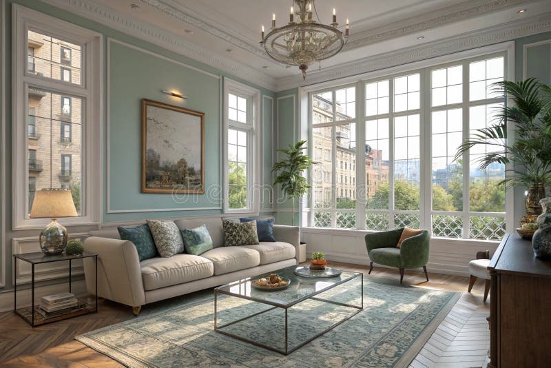 Beautiful 3D Render of Modern Interior Setup Stock Illustration ...