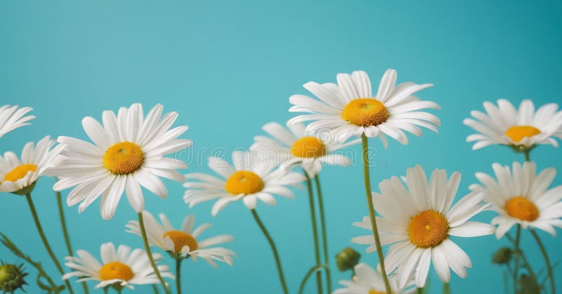 Beautiful Daisies on a Blue Background, Copy Space Stock Illustration ...