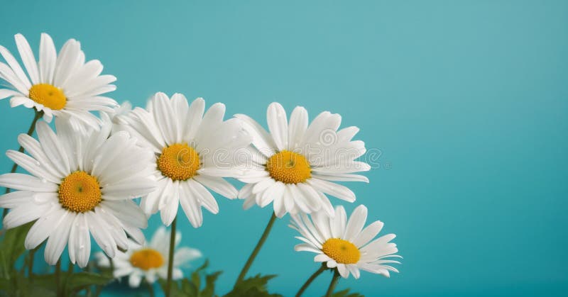 Beautiful Daisies on a Blue Background, Copy Space Stock Illustration ...