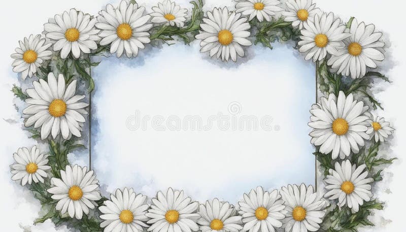Beautiful Daisies. this Image Shows a Blank White Page with a Corner ...