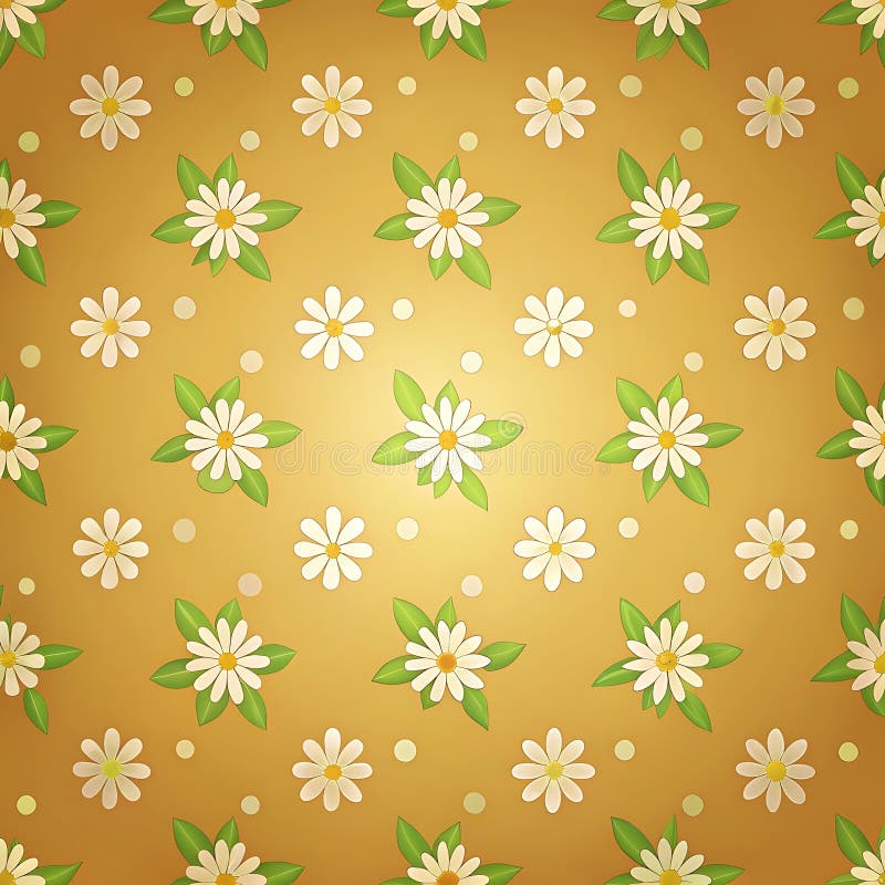 Beautiful Daisy Pattern on Gold Background Stock Illustration ...