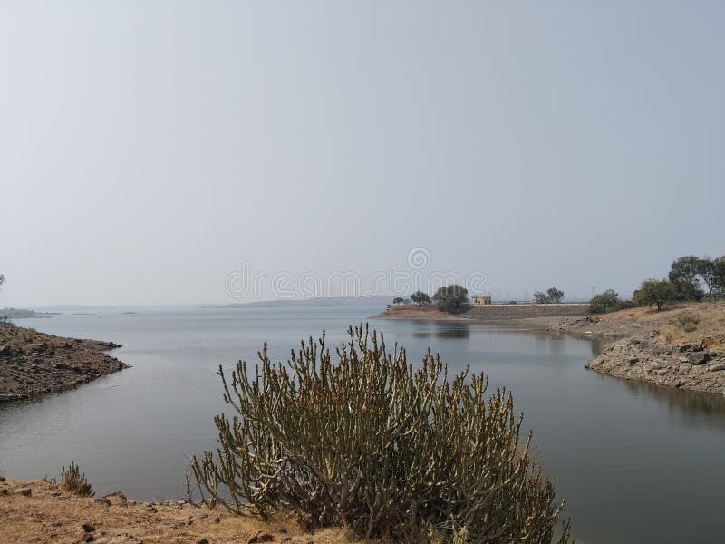 Beautiful Dam Backwater Area with Greenery Stock Photo - Image of gteen ...