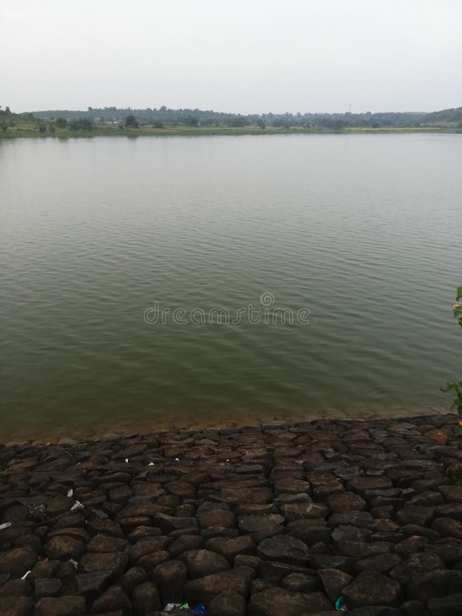 The Beautiful Dam View with Full of Water Stock Image - Image of green ...