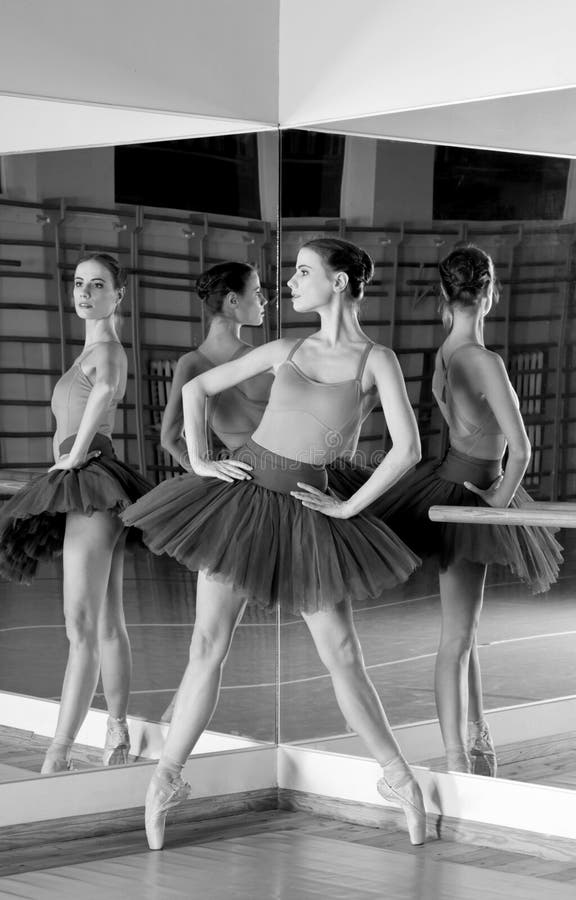 Ballerina Dancer Looking at the Mirror Stock Image - Image of ballet ...