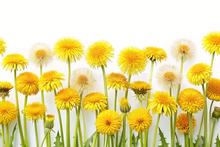 Beautiful Dandelions Border. Studio Isolated Stock Illustration ...