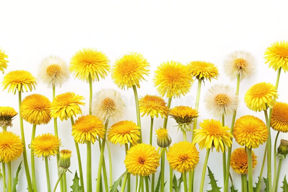Beautiful Dandelions Border. Studio Isolated Stock Illustration ...