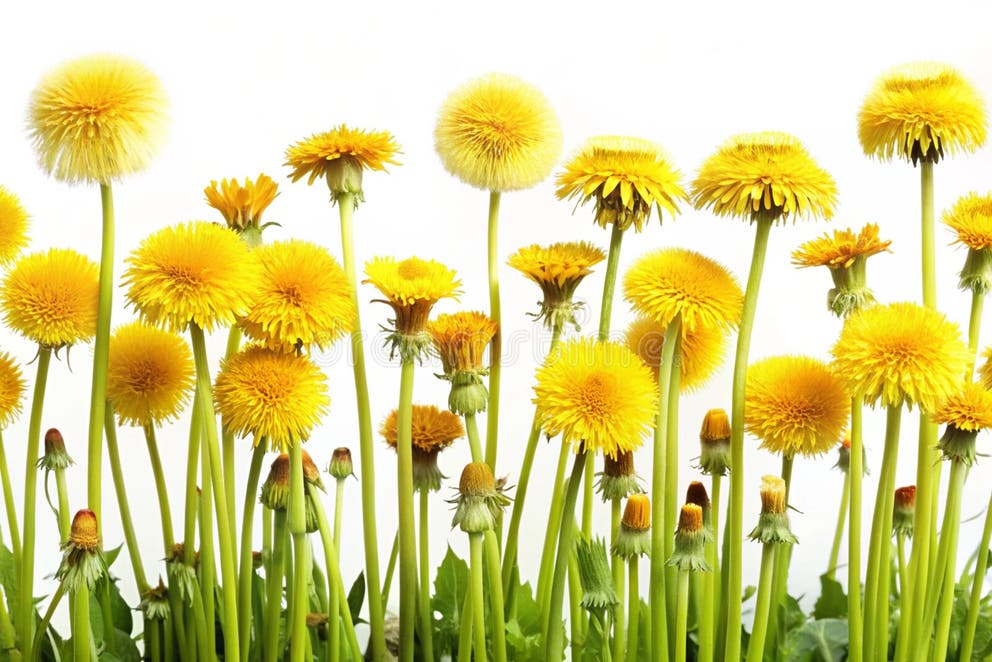 Beautiful Dandelions Border. Studio Isolated Stock Illustration ...