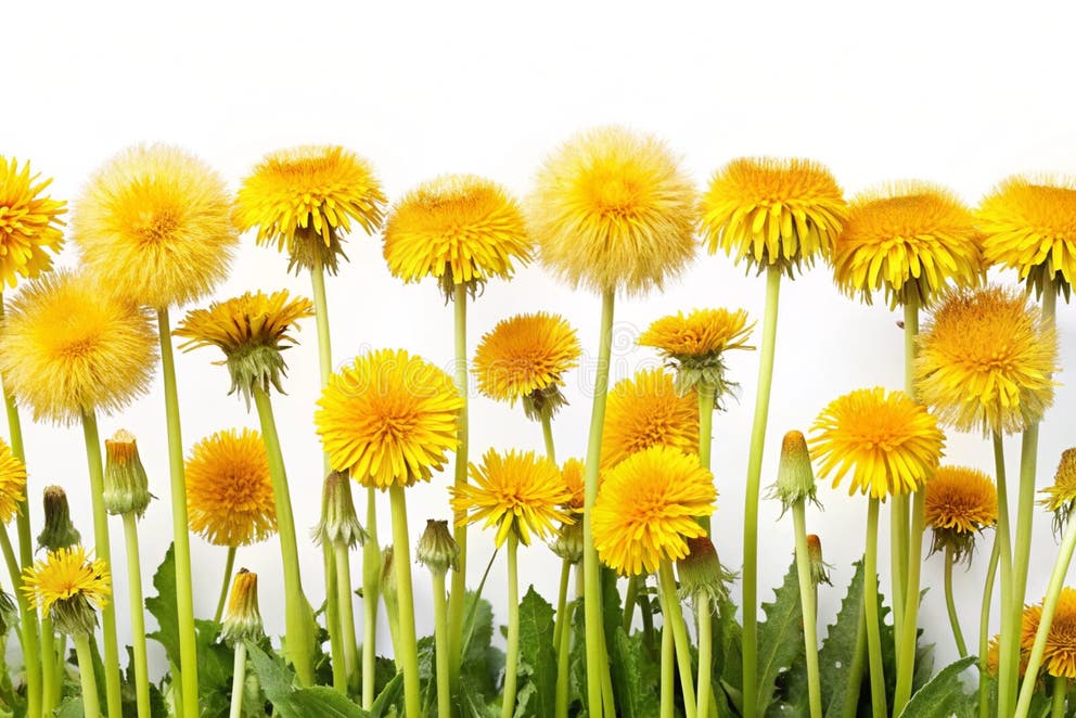 Beautiful Dandelions Border. Studio Isolated Stock Illustration ...