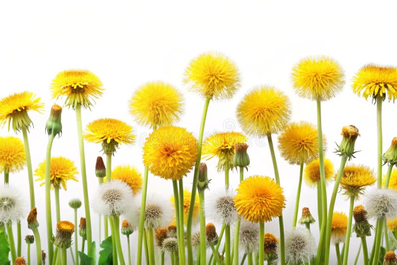 Beautiful Dandelions Border. Studio Isolated Stock Illustration ...
