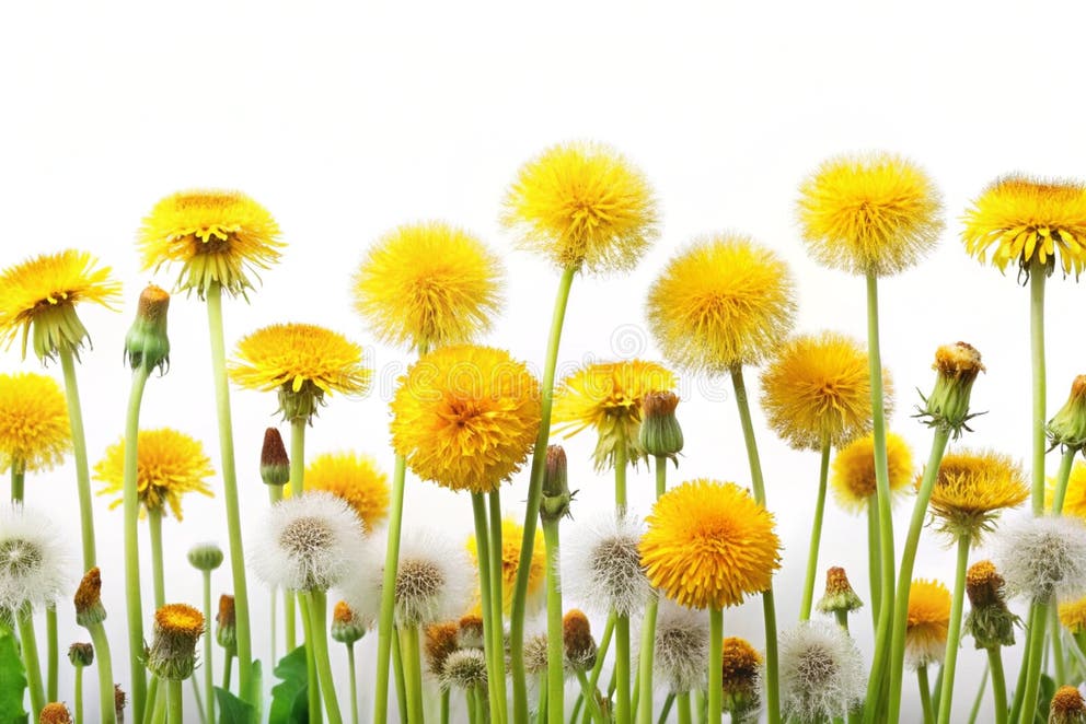 Beautiful Dandelions Border. Studio Isolated Stock Illustration ...
