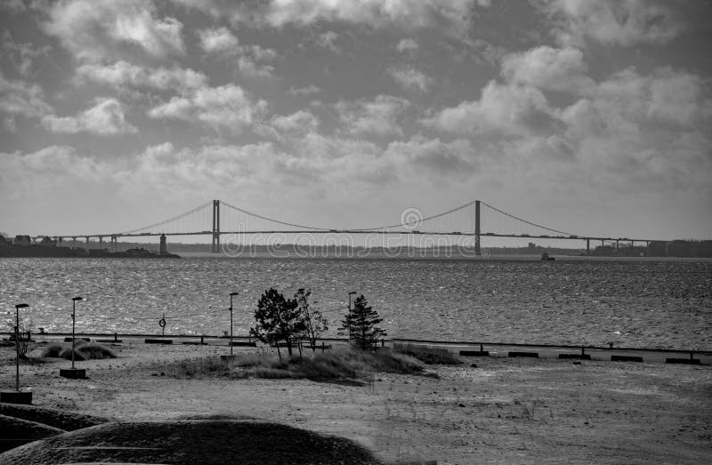 The Beautiful Danish Bridge Stock Image - Image of monochrome, river ...