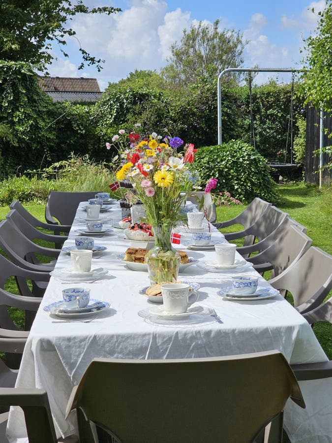 The Beautiful Danish Summer Cake Table Stock Photo - Image of summer ...