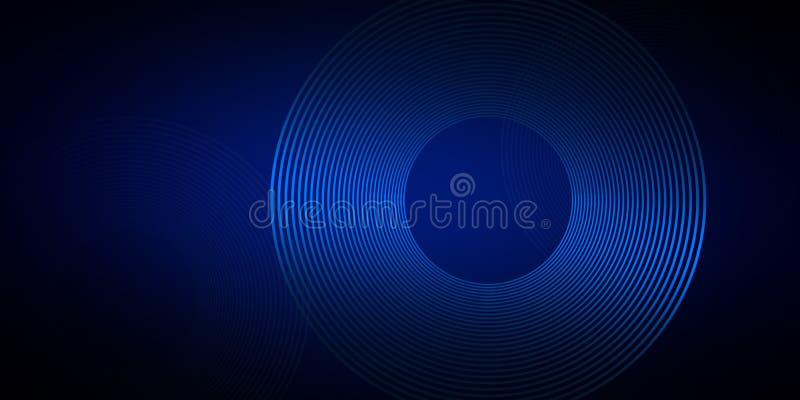 Dark Blue Abstract Background with Glowing Circles Lines. Modern ...