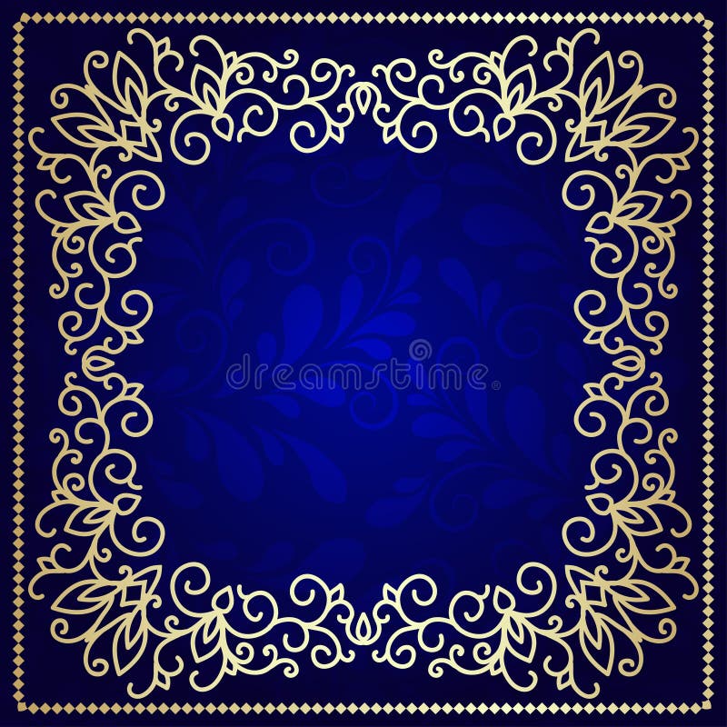 Beautiful Dark Blue Background with Gold Pattern Stock Vector ...