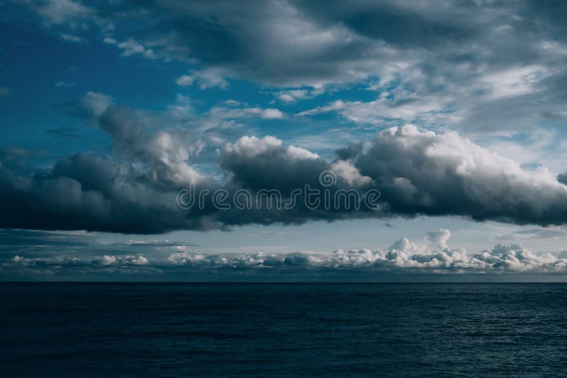 Beautiful Dark Blue Seascape: Dark Water, with Beautiful Heavy Clouds ...