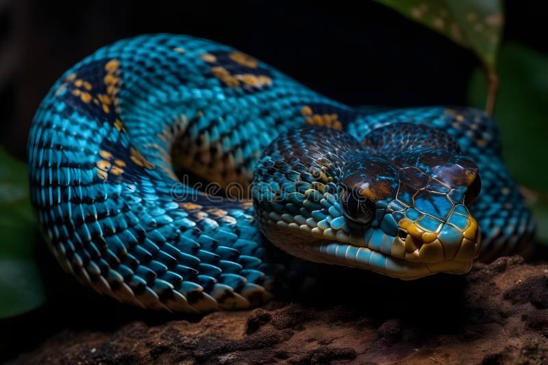 Beautiful Dark Blue Snake. Generative AI. Stock Illustration ...