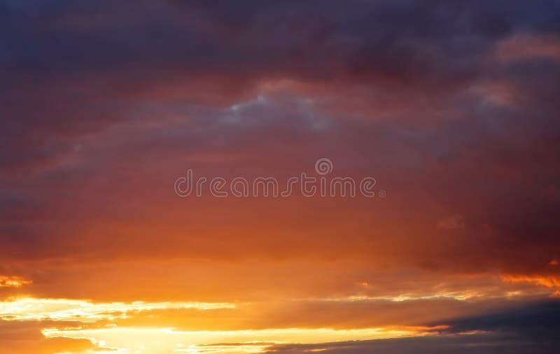 Beautiful Dark Fluffy Cloudy Sky with Sun Rays. Sunset Light Stock ...