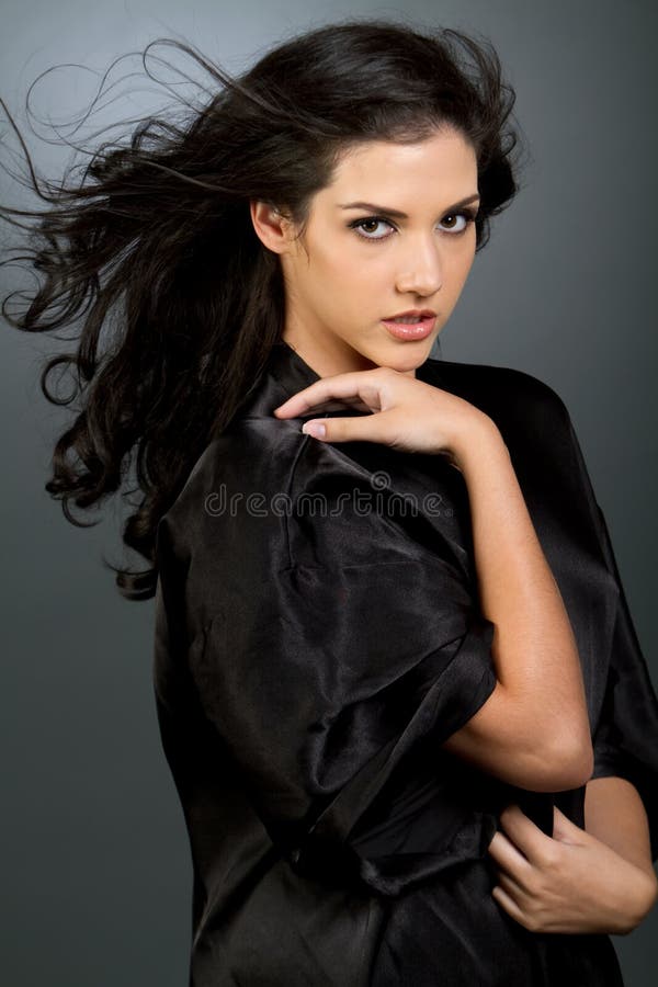 Beautiful dark hair girl stock image. Image of style - 15038605