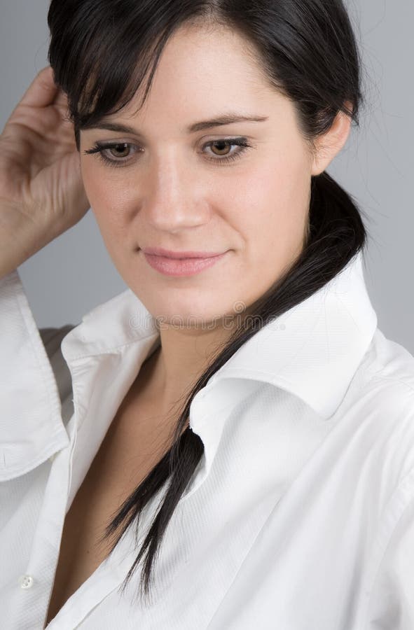 Beautiful Dark Haired Girl Looking Happy Stock Image Image Of