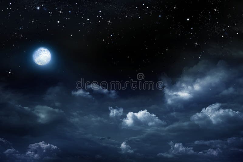 Beautiful Dark Night Sky with Clouds and Fullmoon Stock Photo - Image ...