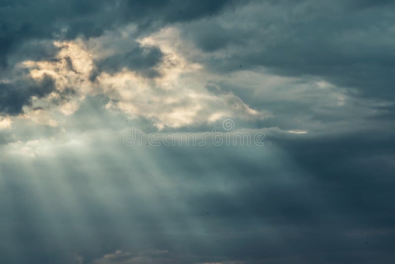 Beautiful Dark Storm Cloudy Sky and Sun Rays Stock Image - Image of ...