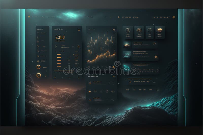 Beautiful Dark Theme User Interface Image Template Stock Illustration ...
