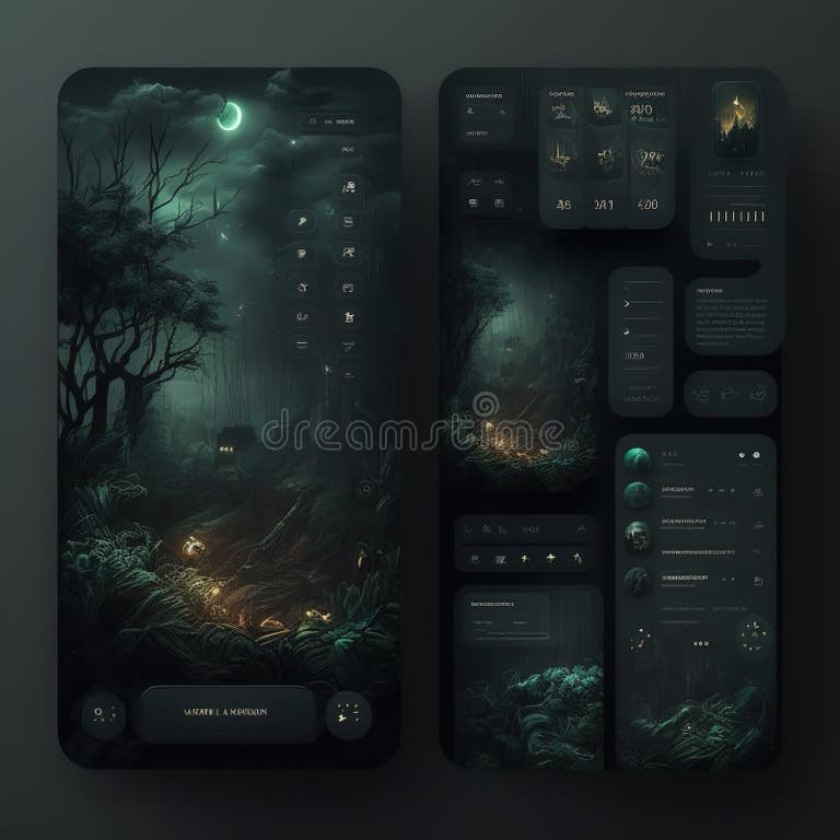 Beautiful Dark Theme User Interface Image Template Stock Illustration ...
