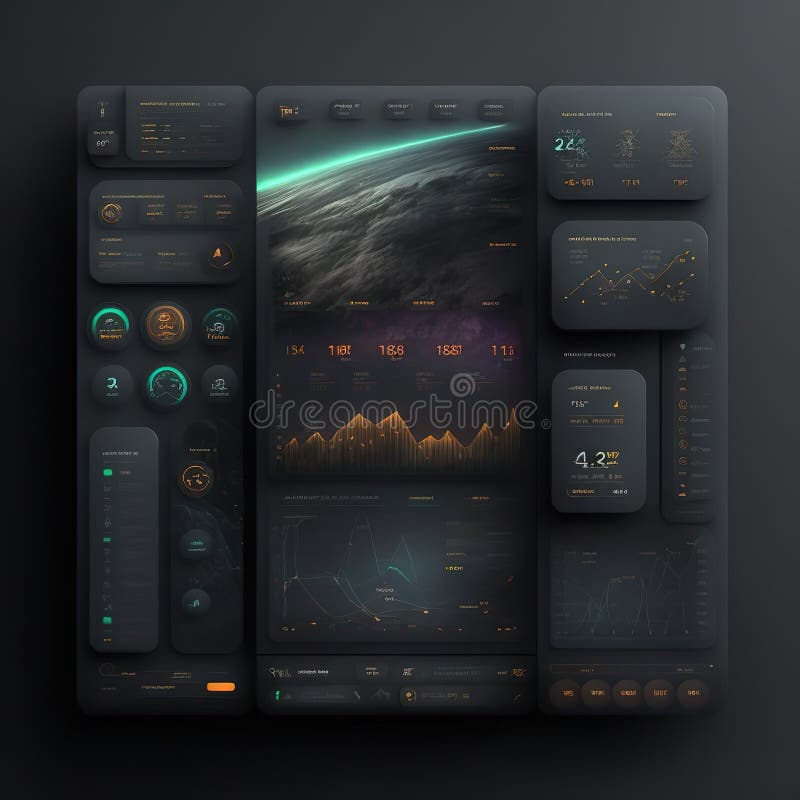 Beautiful Dark Theme User Interface Image Template Stock Illustration ...