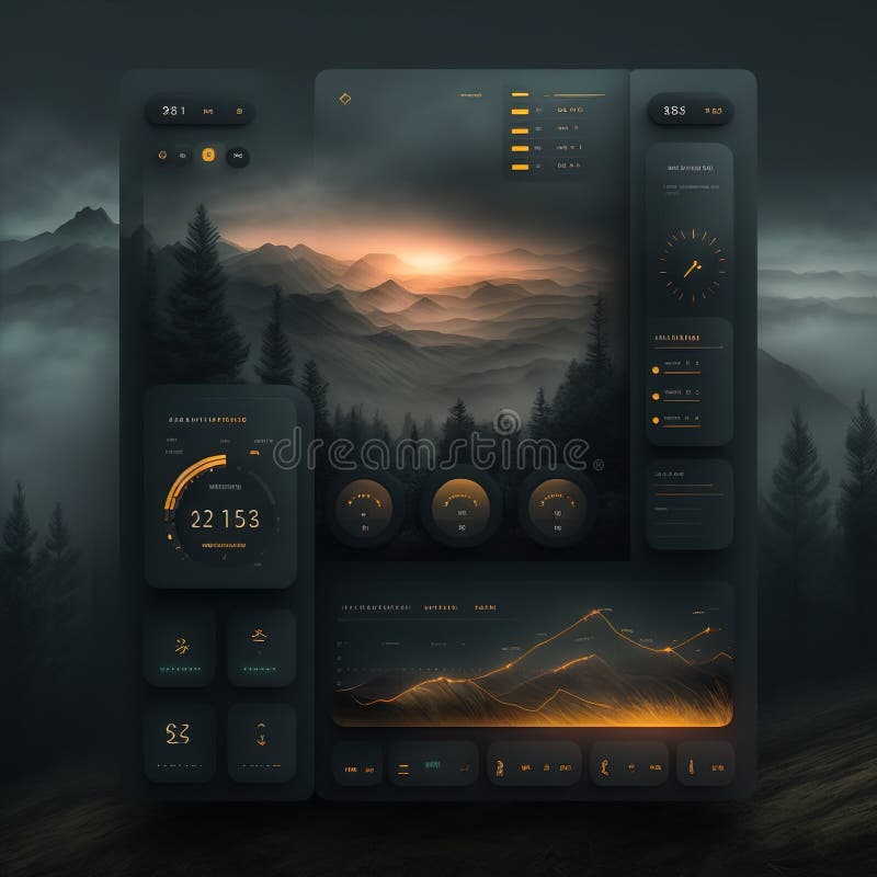 Beautiful Dark Theme User Interface Image Template Stock Illustration ...