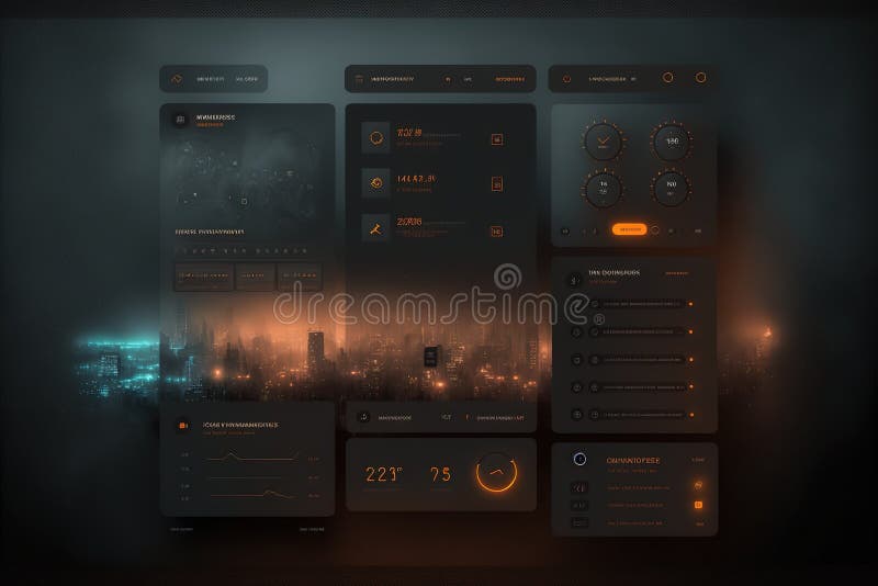 Beautiful Dark Theme User Interface Image Template Stock Illustration ...