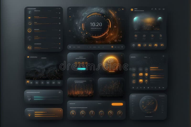 Beautiful Dark Theme User Interface Image Template Stock Illustration ...