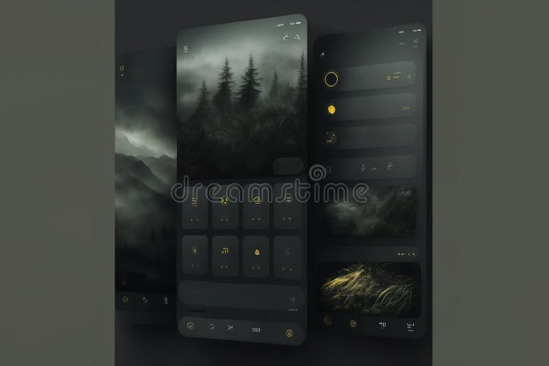 Beautiful Dark Theme User Interface Image Template Stock Illustration ...