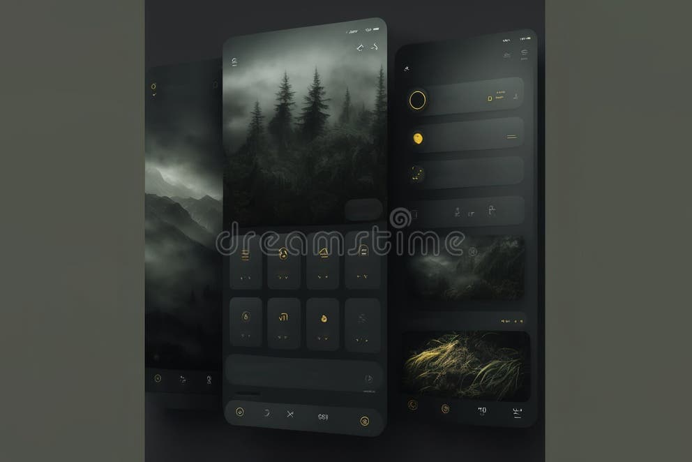 Beautiful Dark Theme User Interface Image Template Stock Illustration ...