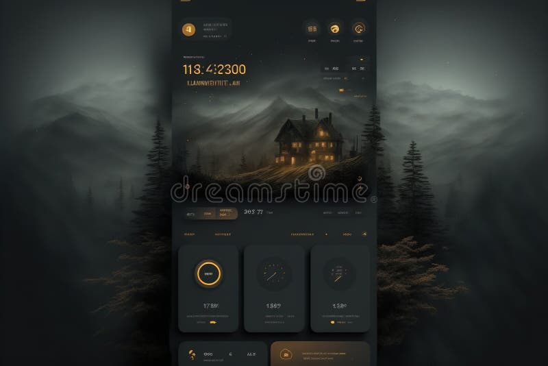 Beautiful Dark Theme User Interface Image Template Stock Illustration ...