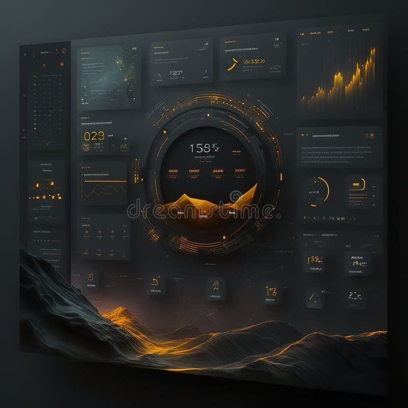 Beautiful Dark Theme User Interface Image Template Stock Illustration ...