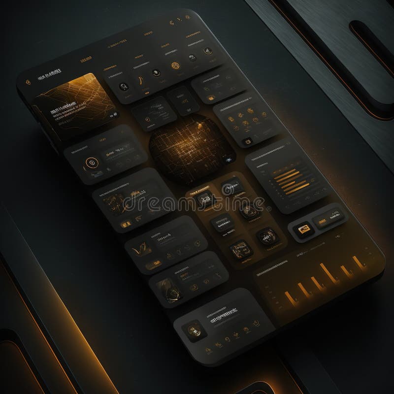 Beautiful Dark Theme User Interface Image Template Stock Illustration ...