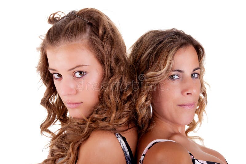 Beautiful Daughter and Mother, Back To Back Stock Photo - Image of back ...