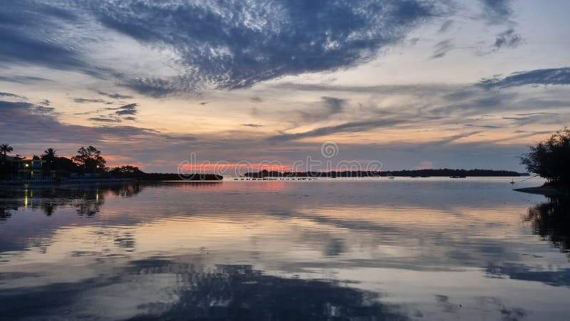 Beautiful Dawn Reflection on the Clear Water Stock Image - Image of ...