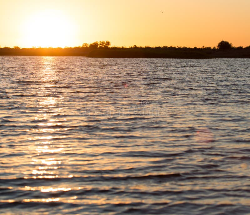 Beautiful Dawn Sun on the Lake Stock Photo - Image of power, panorama ...