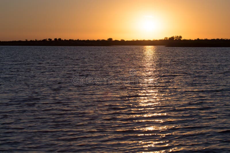 Beautiful Dawn Sun on the Lake Stock Image - Image of backdrop, coast ...