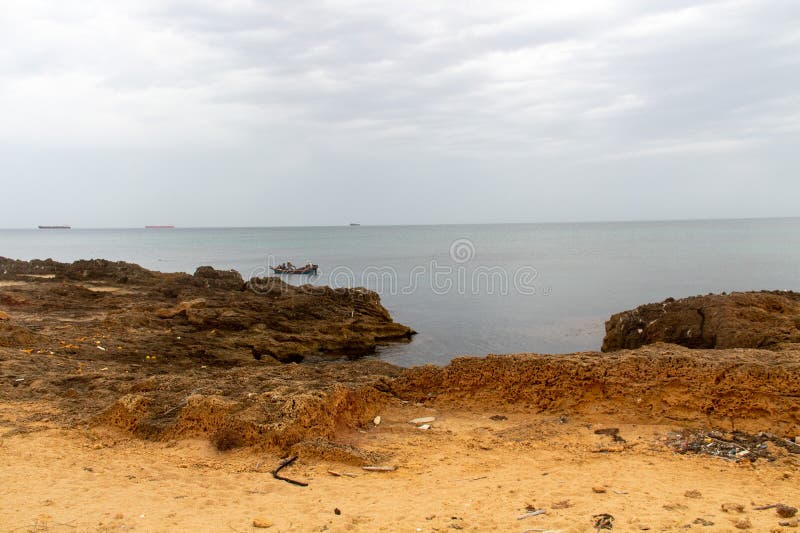 Beautiful Day on the Beach in Rimel, Bizerte, Tunisia Stock Image ...