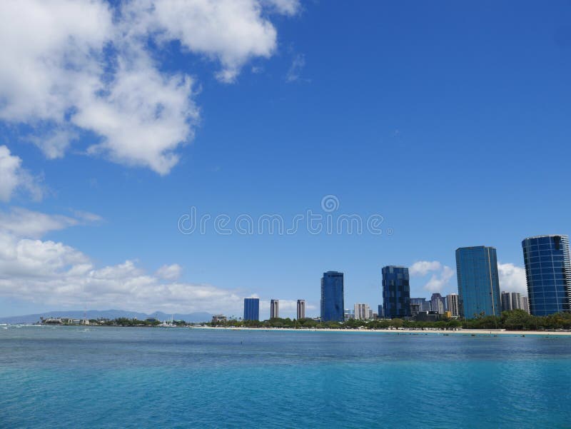 Beautiful Day in Honolulu, Hawaii Stock Photo - Image of skyline ...