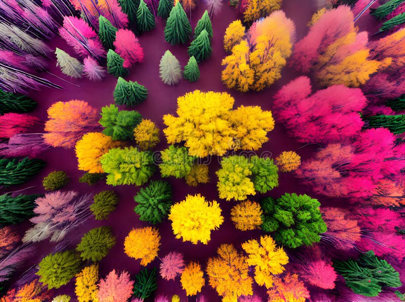 Flat Deciduous Forest in Pastel Tones. Stock Illustration ...