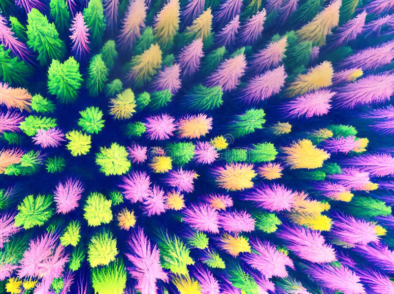 Flat Deciduous Forest in Pastel Tones. Stock Illustration ...