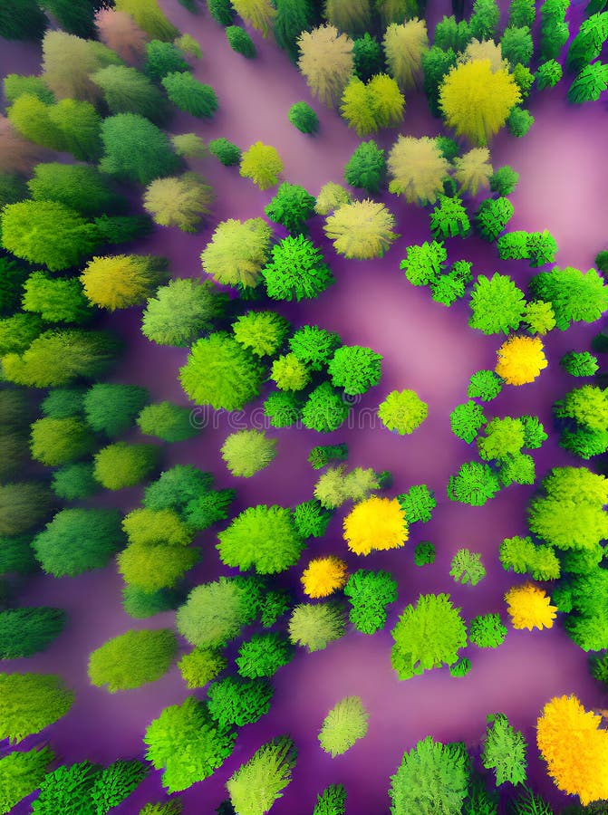 Flat Deciduous Forest in Pastel Tones. Stock Illustration ...